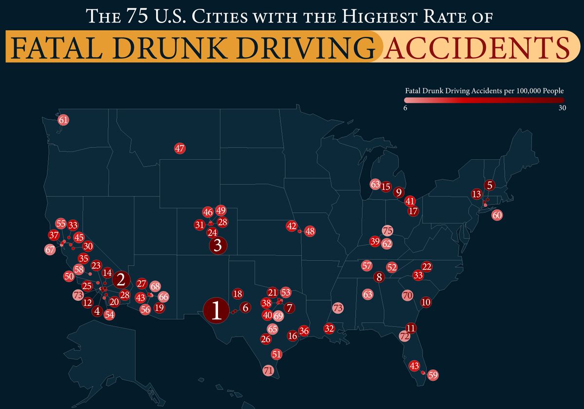 75 U.S. Cities with the Highest Rate of Fatal Drunk Driving Accidents ...