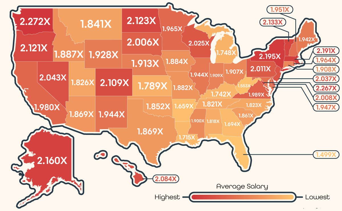 Small Business Owner Salaries By State Compared to the U.S. Average ...